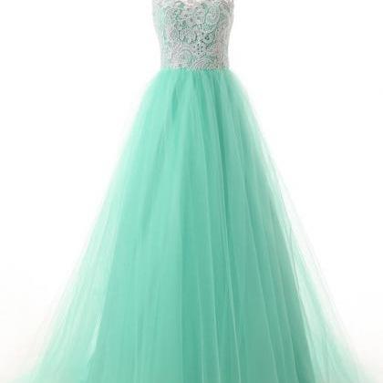 Straps Lace Bodice Net Skirt Prom Dresses,lace Prom Dresses,evening ...