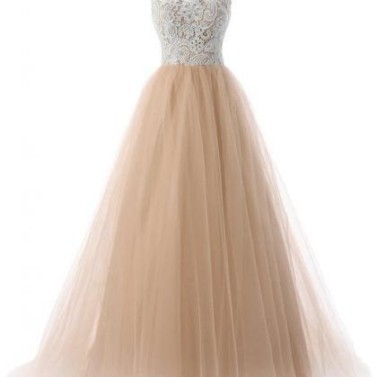 Straps Lace Bodice Net Skirt Prom Dresses,lace Prom Dresses,evening ...